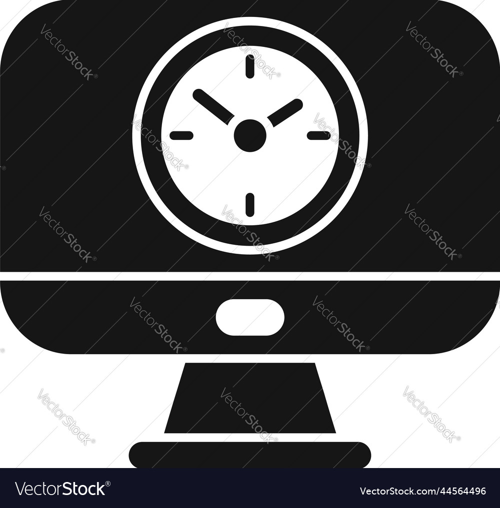Monitor clock icon simple work project Royalty Free Vector