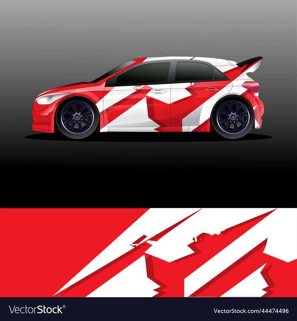 Rally car decal graphic wrap Royalty Free Vector Image