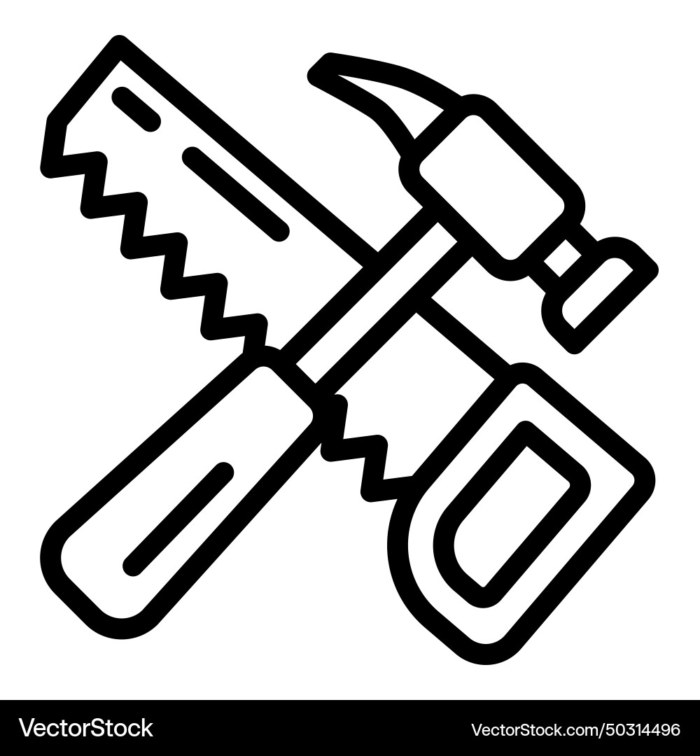 Saw and hammer flat icon isolated on white Vector Image