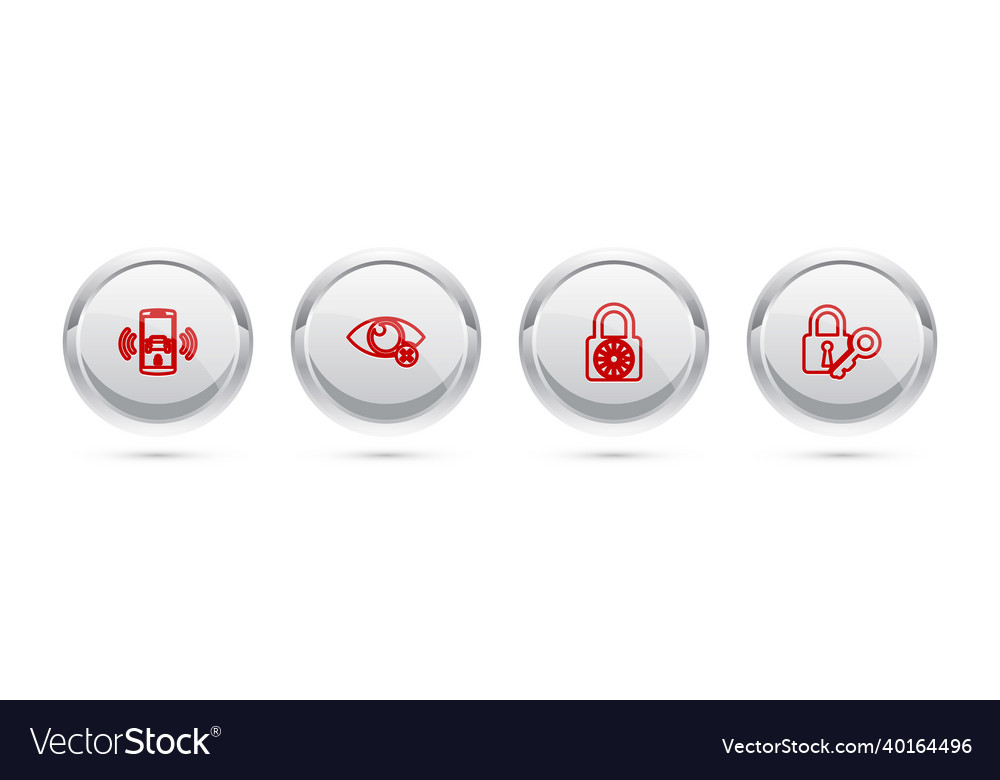 Set Line Smart Car Alarm System Invisible Or Hide Vector Image