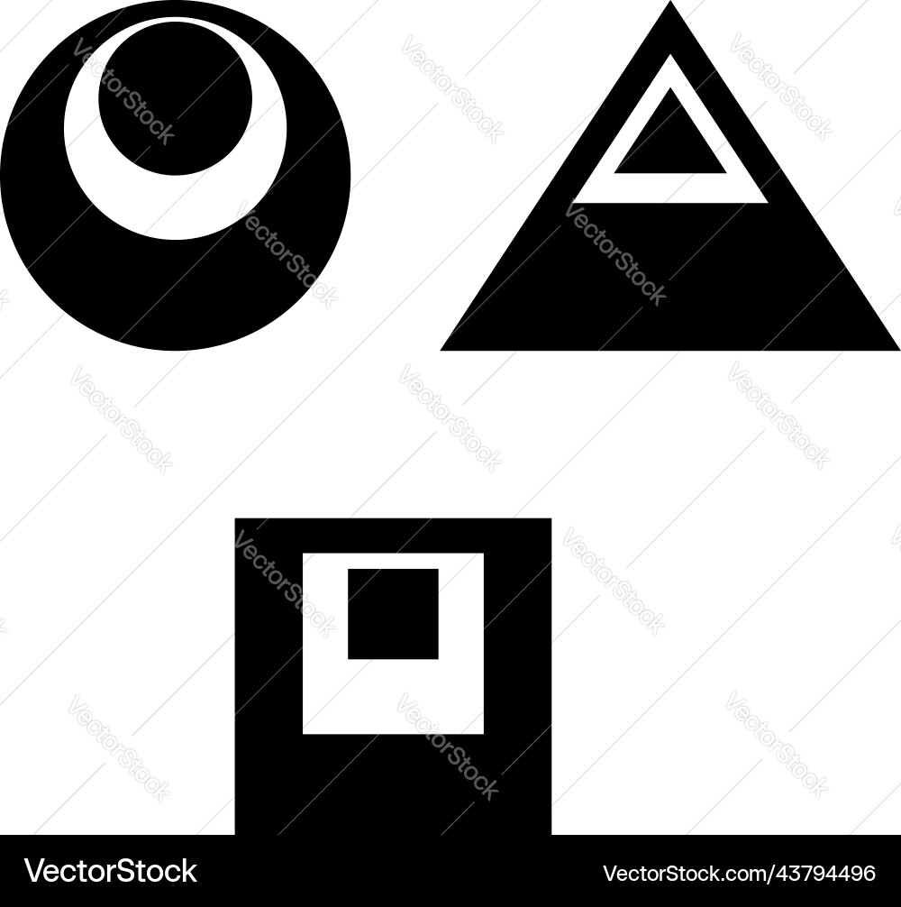 Set of three triangle geometric figures icons Vector Image