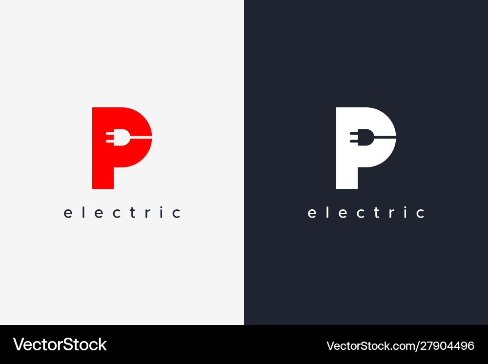 Simple letter p electricity logo concept design Vector Image