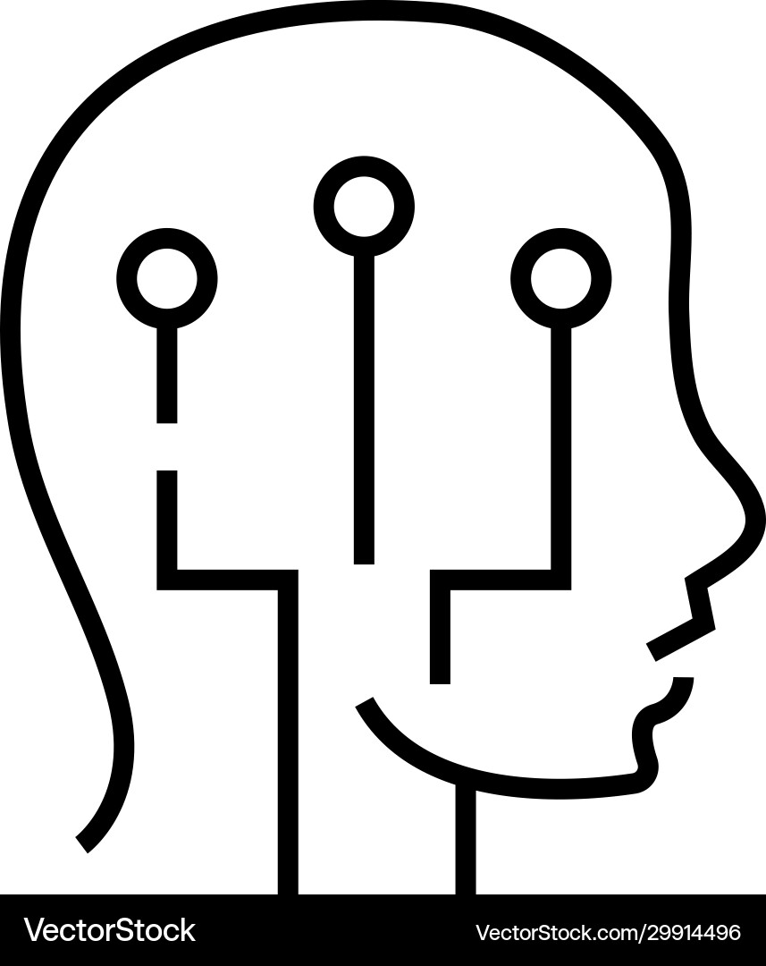 Smart chip line icon concept sign outline Vector Image