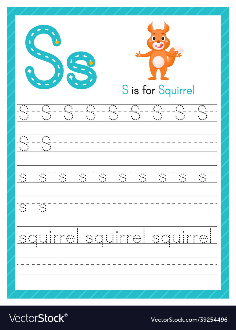 Trace letter s uppercase and lowercase alphabet Vector Image