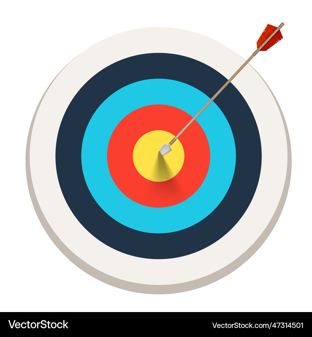 Archer target with arrow in the center Royalty Free Vector