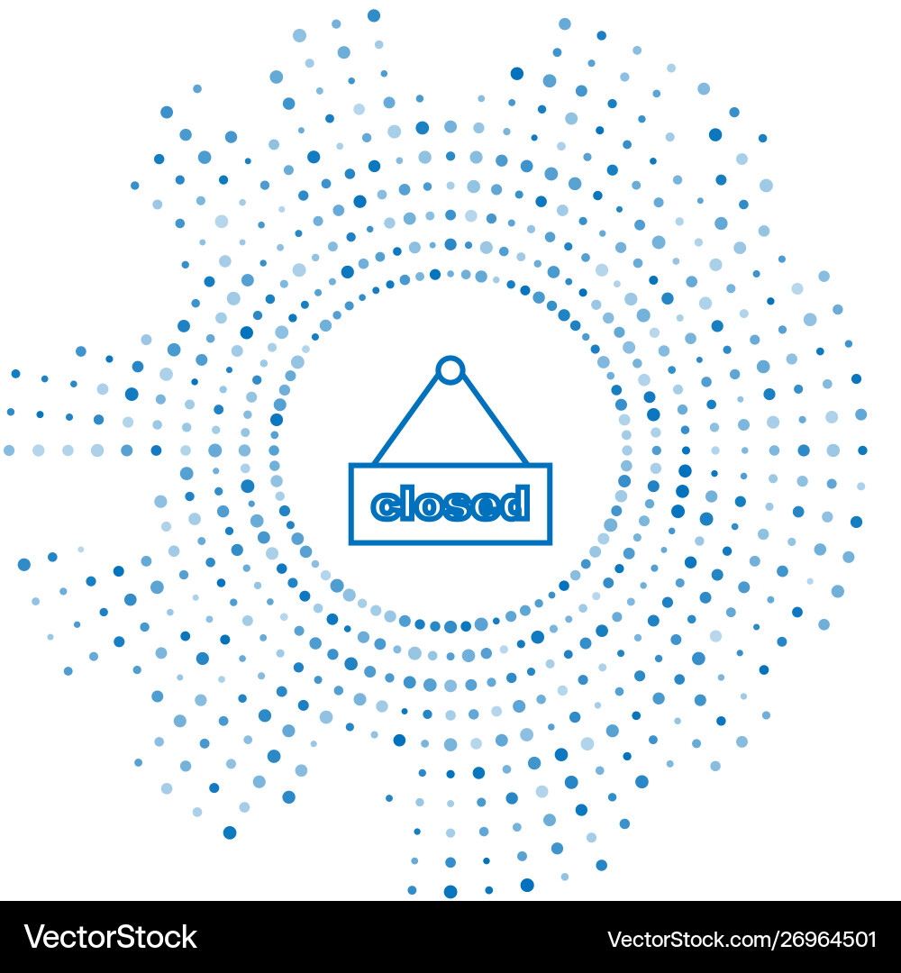 Blue line hanging sign with text closed icon Vector Image