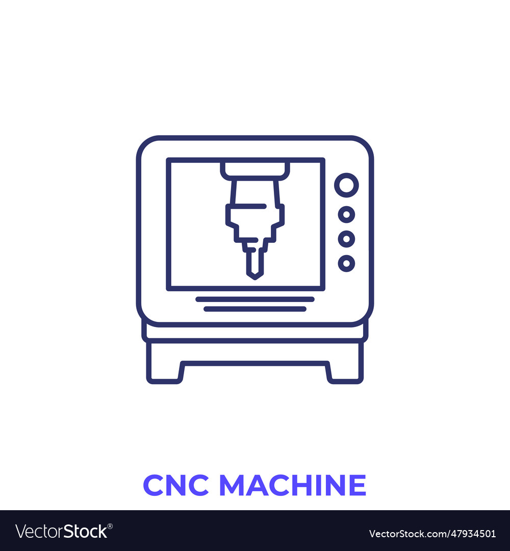 Cnc machine icon line Royalty Free Vector Image