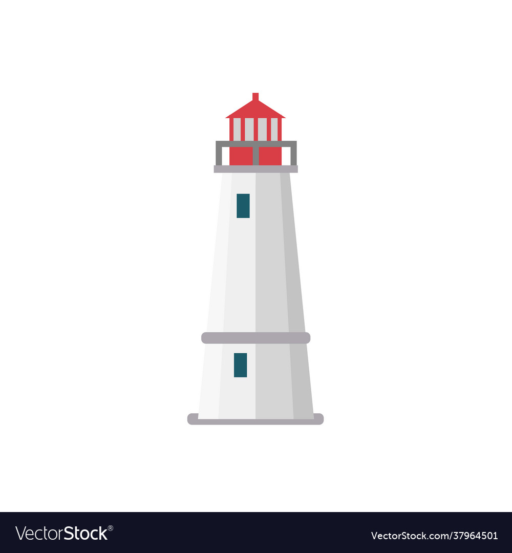 Flat red lighthouse Royalty Free Vector Image - VectorStock