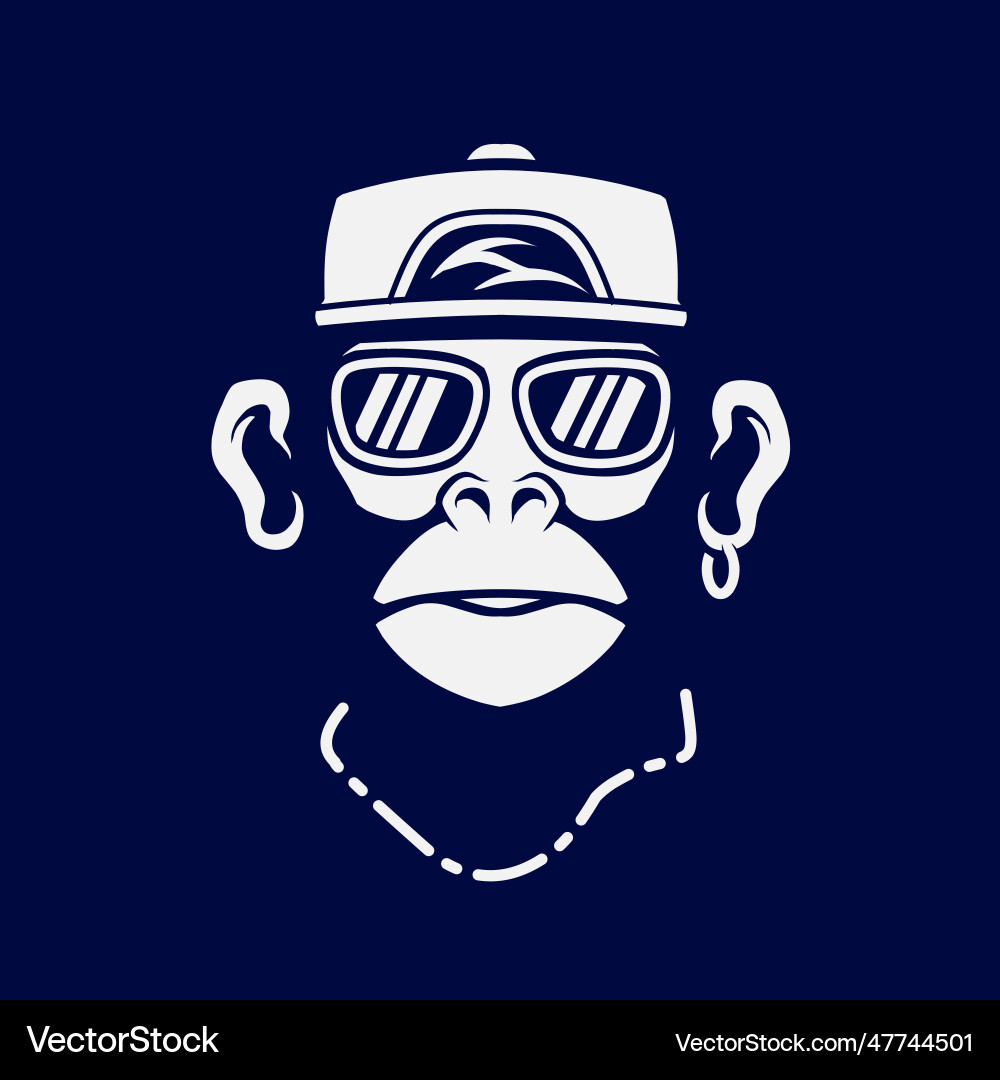 Funny funky monkey line pop art logo colorful Vector Image