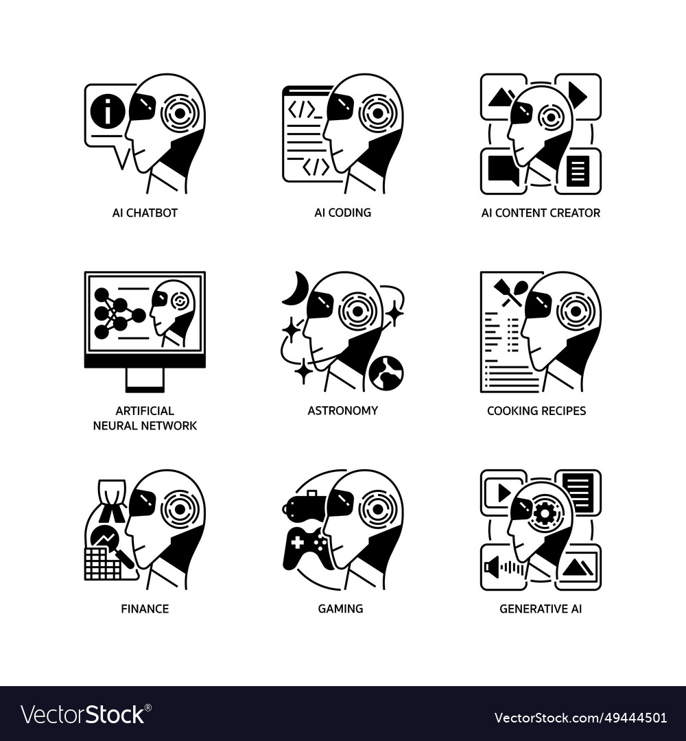 Generative ai icon set Royalty Free Vector Image Generative ai icon set Royalty Free Vector Image