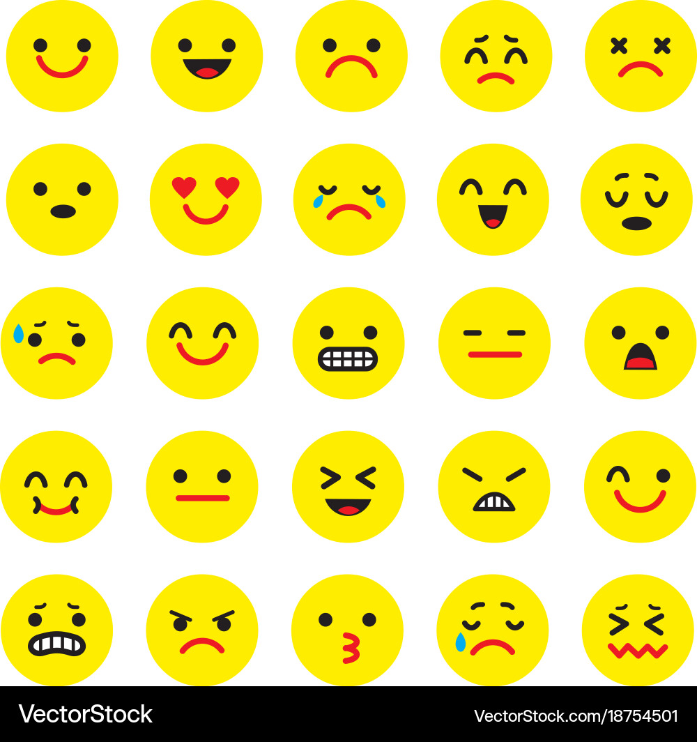 Icons smiley faces emotion cartoon Royalty Free Vector Image