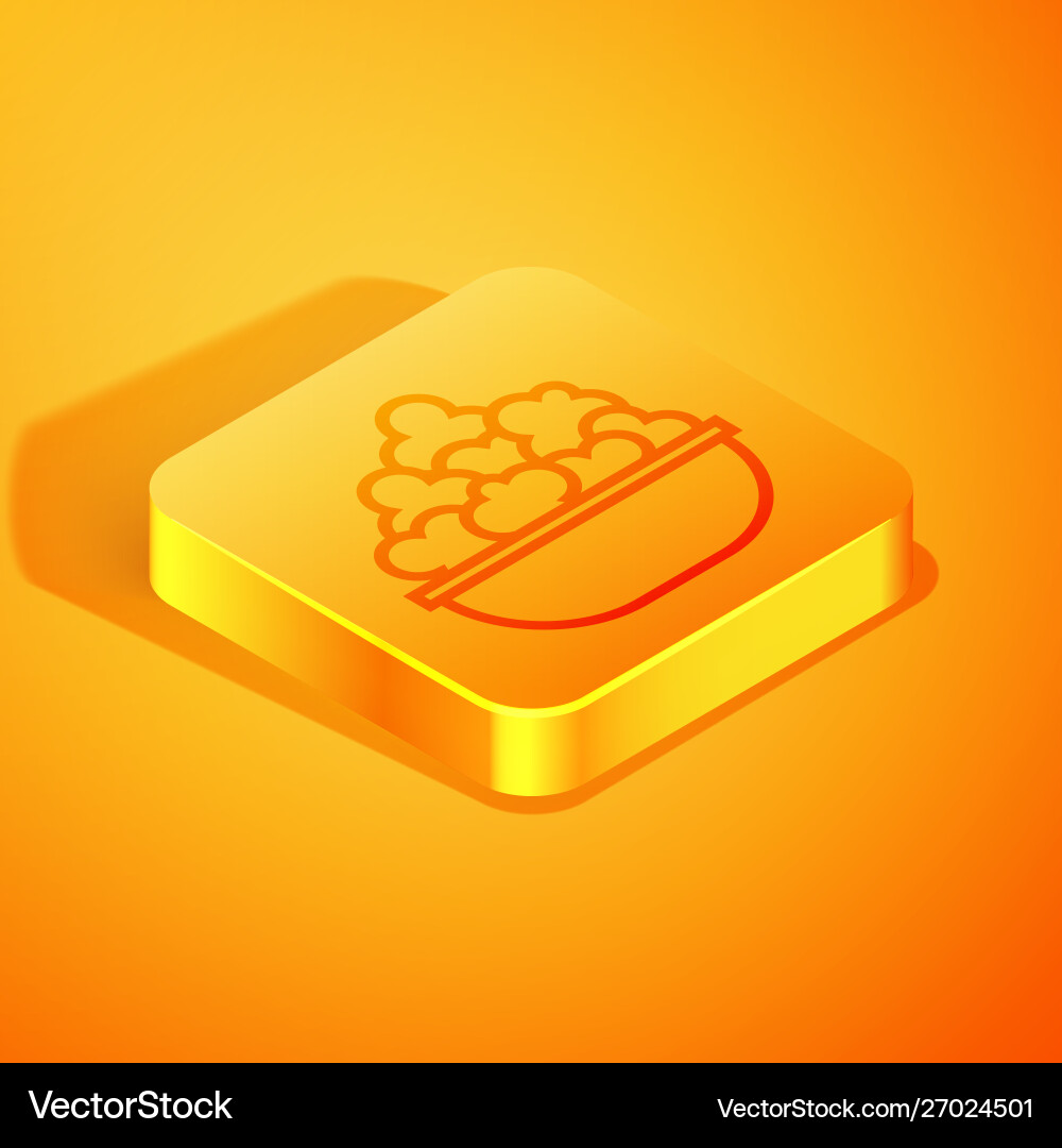 Isometric line popcorn in bowl icon isolated Vector Image