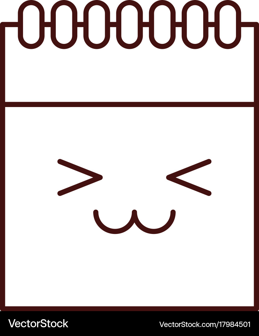 Kawaii notepad spiral sheet writing cartoon Vector Image