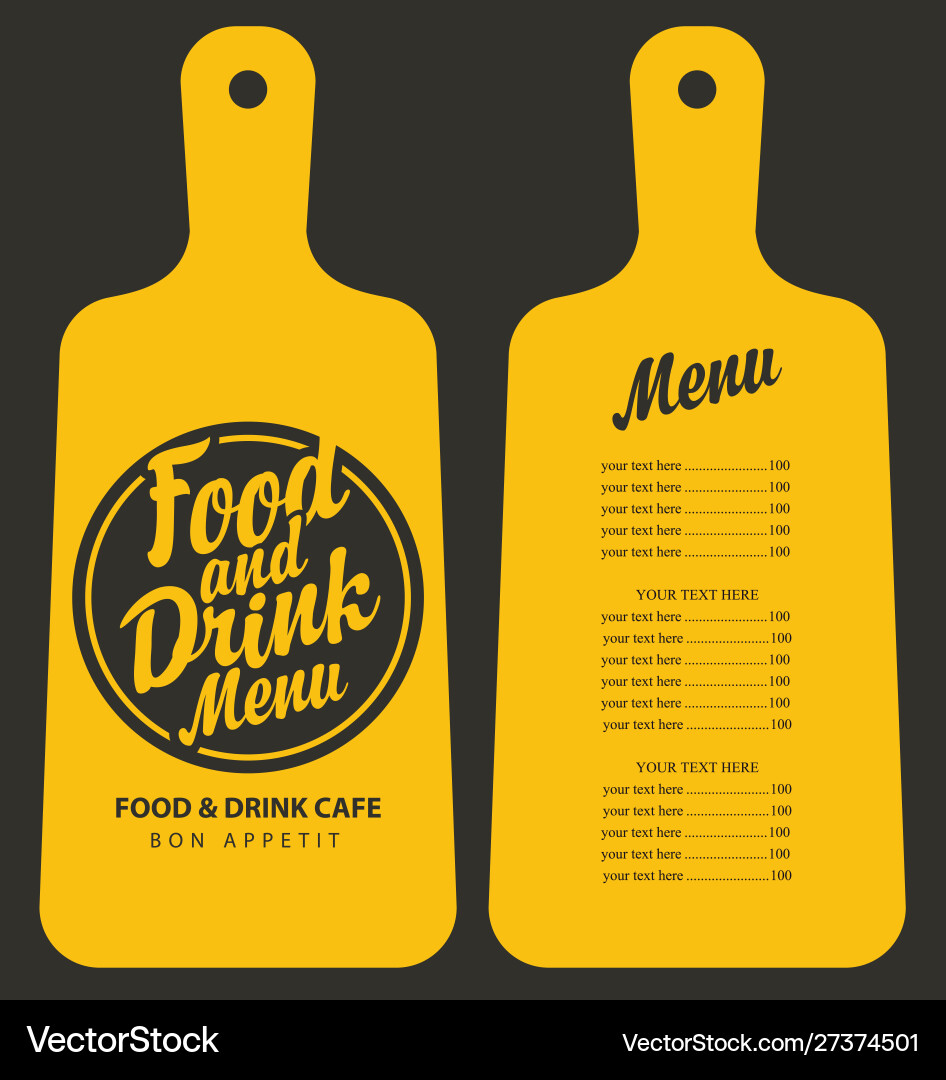 Menu in form cutting board with price list Vector Image