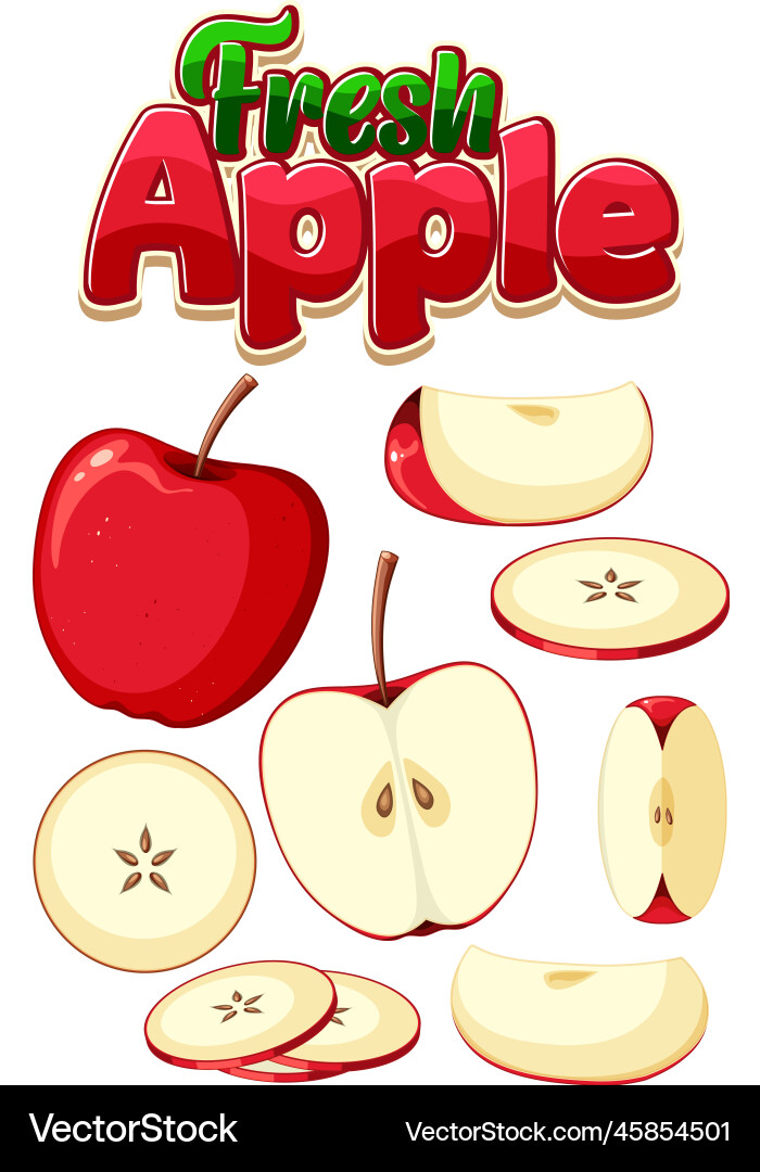 Set of apple fruit cartoon Royalty Free Vector Image