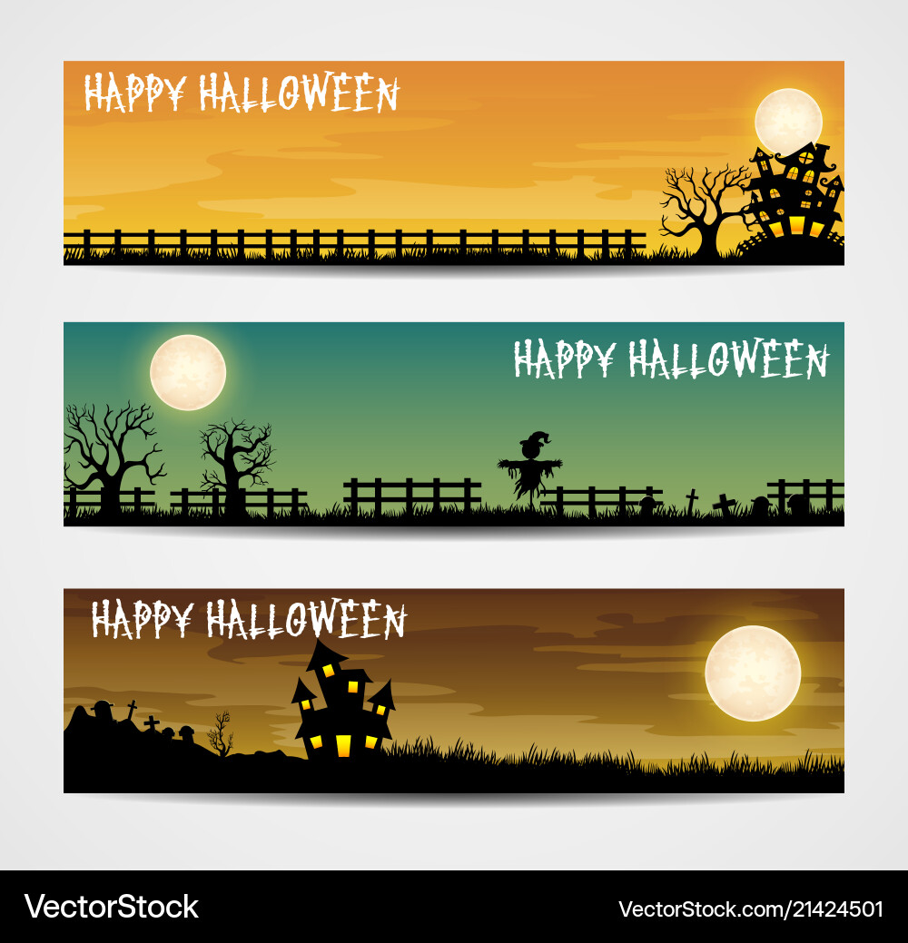Set of three halloween banners Royalty Free Vector Image