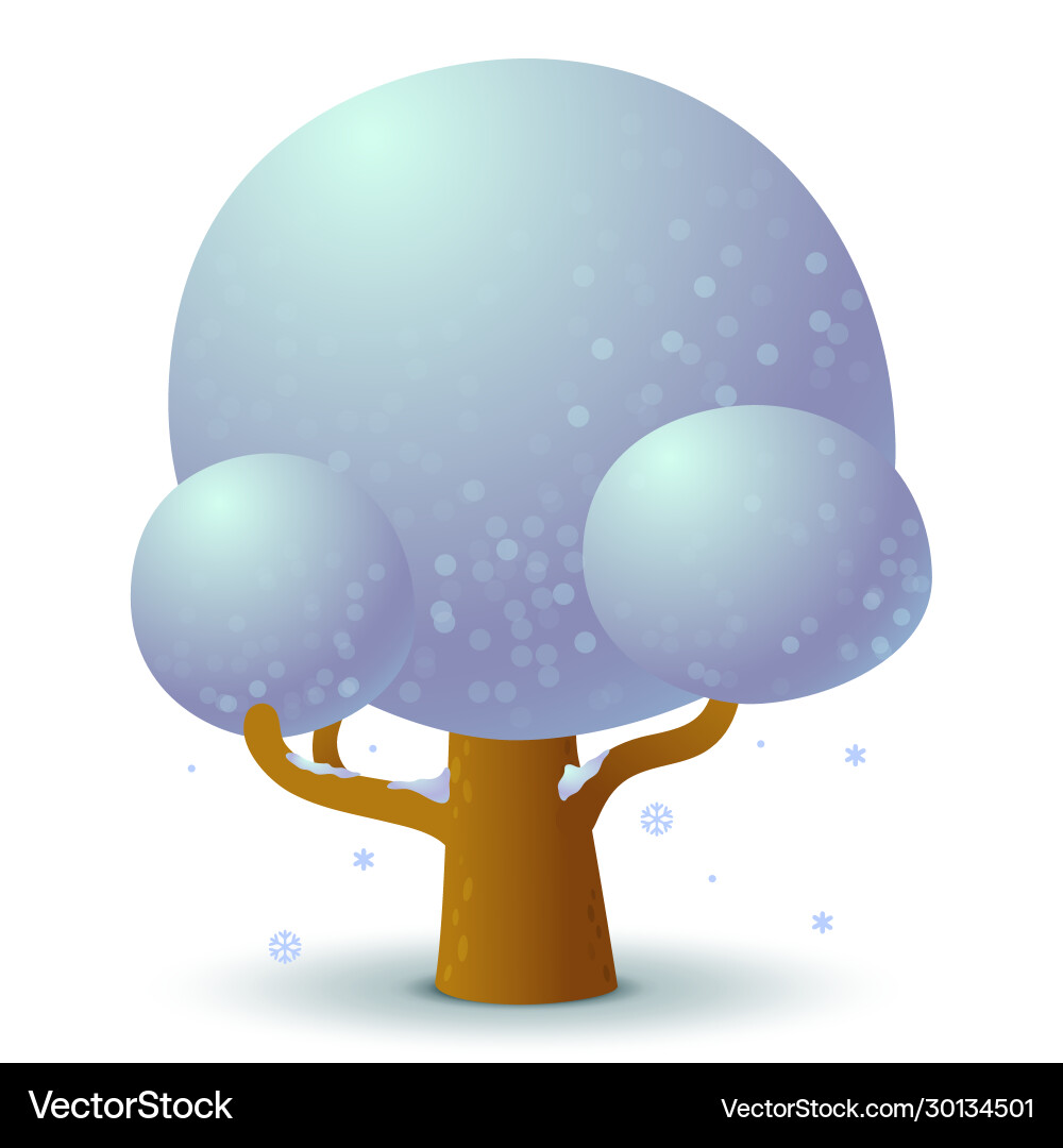 Snowy tree in winter game ui flat isolated stock Vector Image