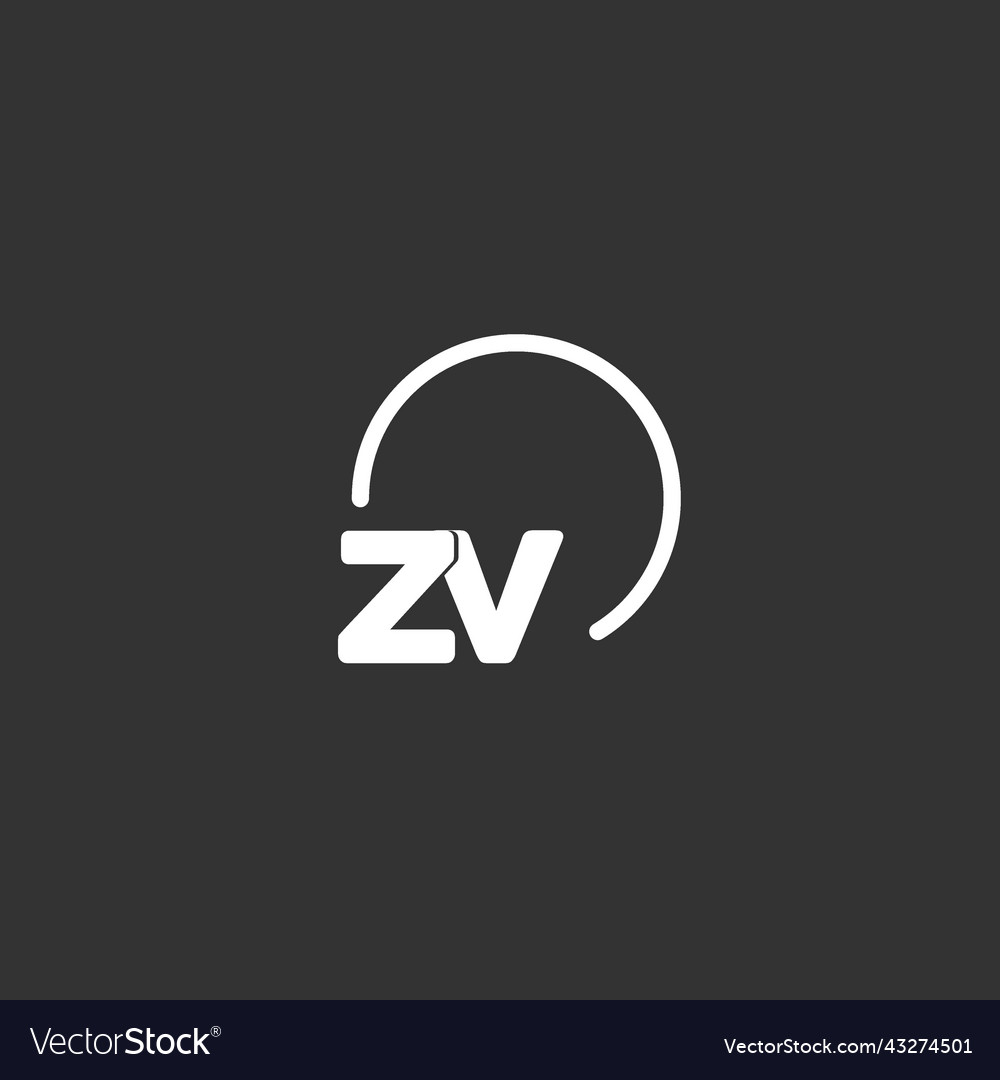 Zv initial logo with rounded circle Royalty Free Vector