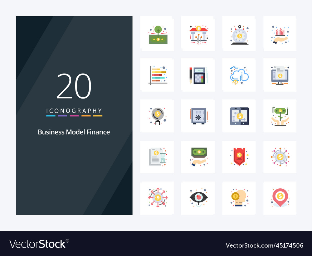 20 finance flat color icon for presentation Vector Image