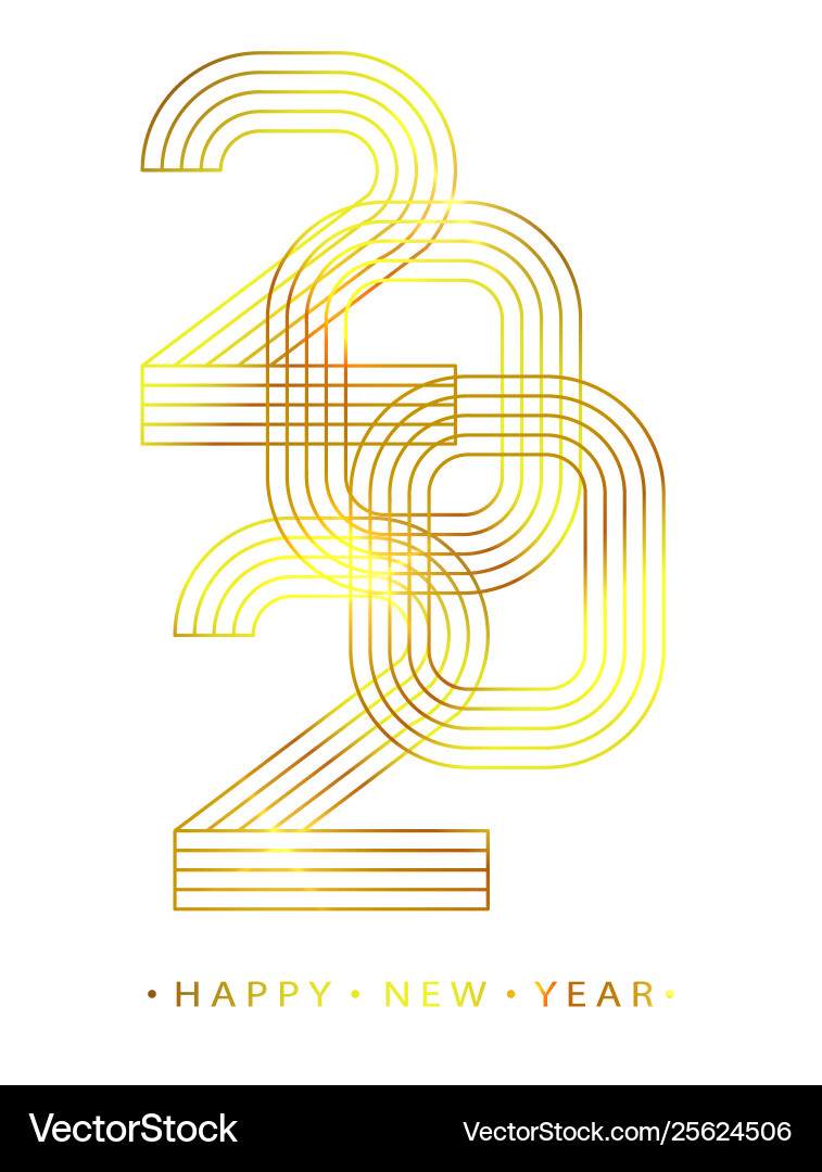 2020 happy new year gold linear numbers design Vector Image
