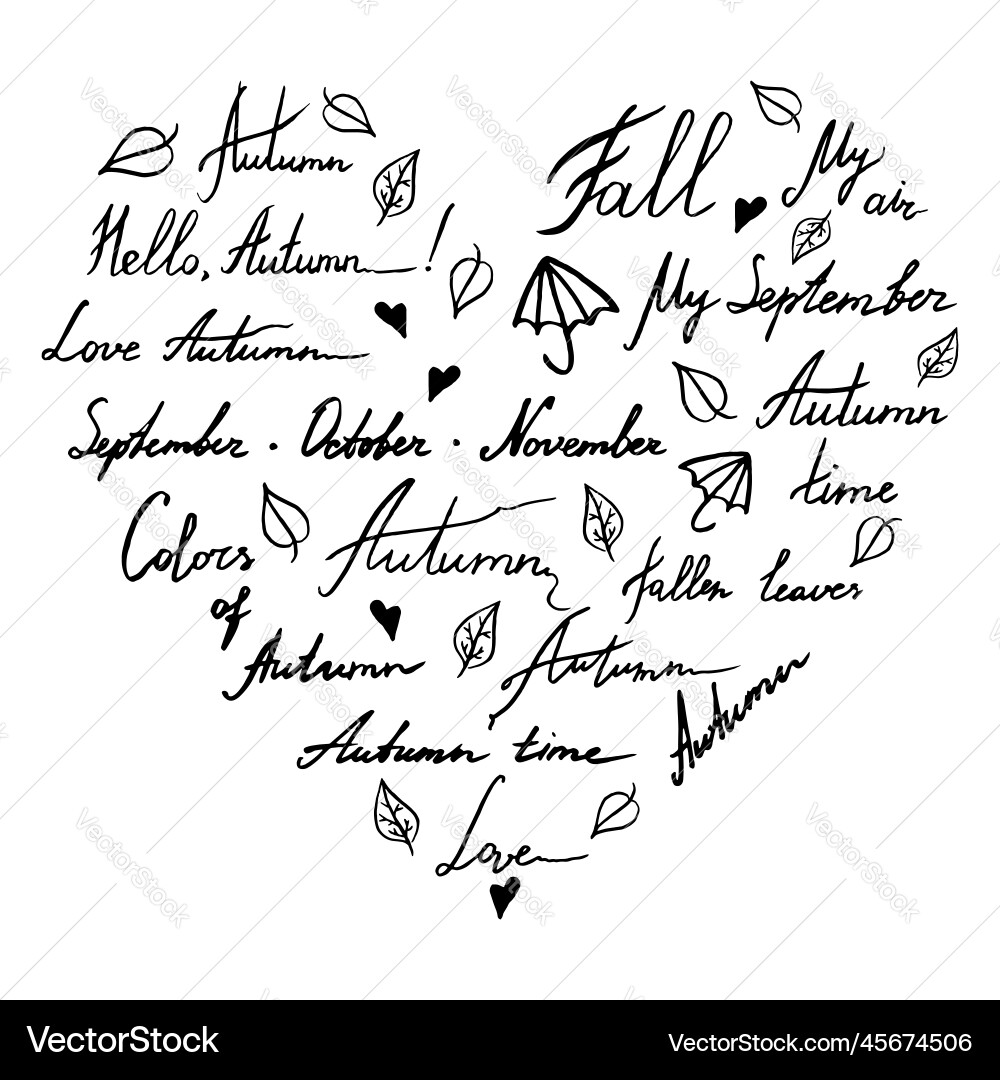 Autumn word phrase italic lettering typographic Vector Image