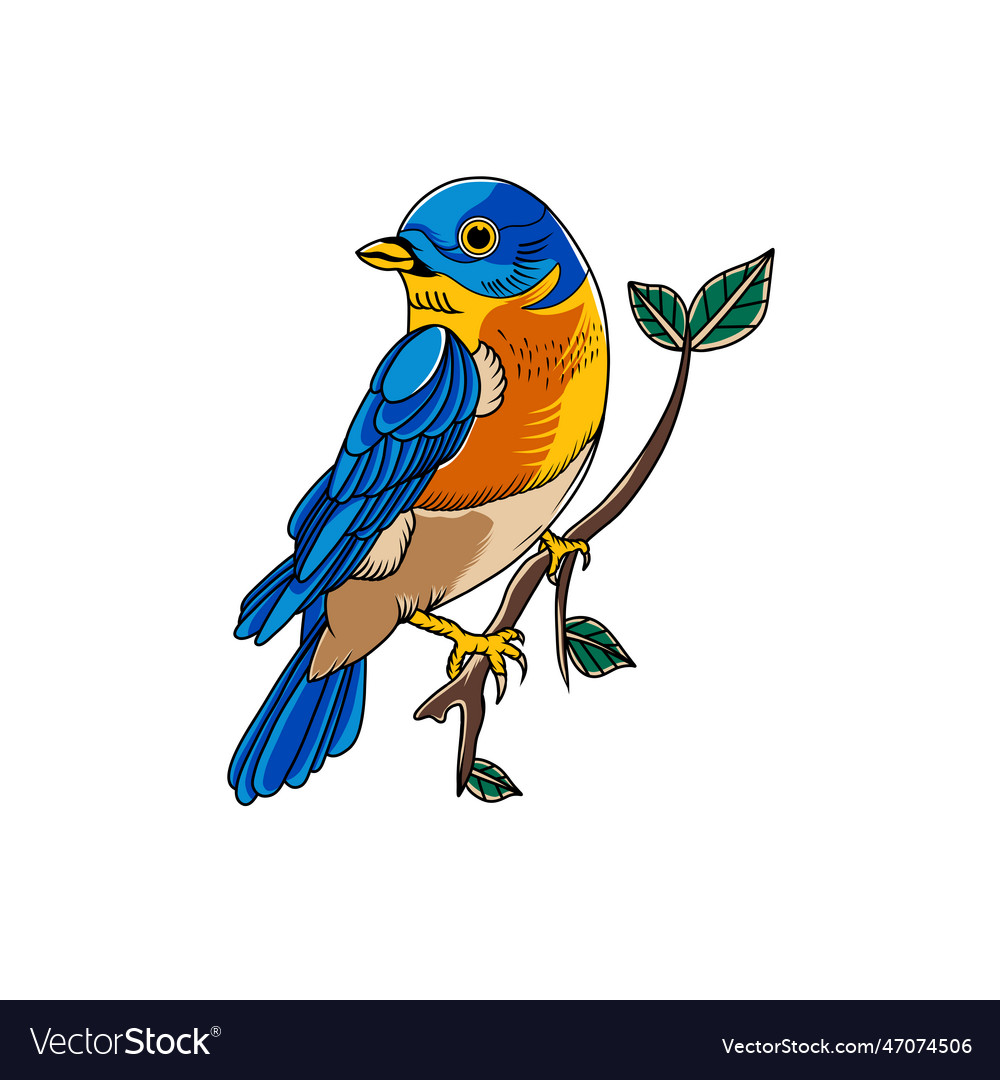 Bird perched on a tree trunk Royalty Free Vector Image