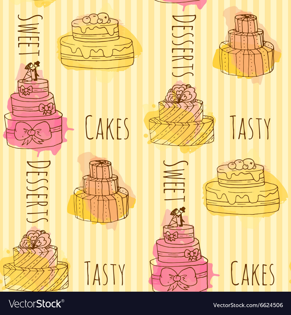 Cake seamless pattern Royalty Free Vector Image