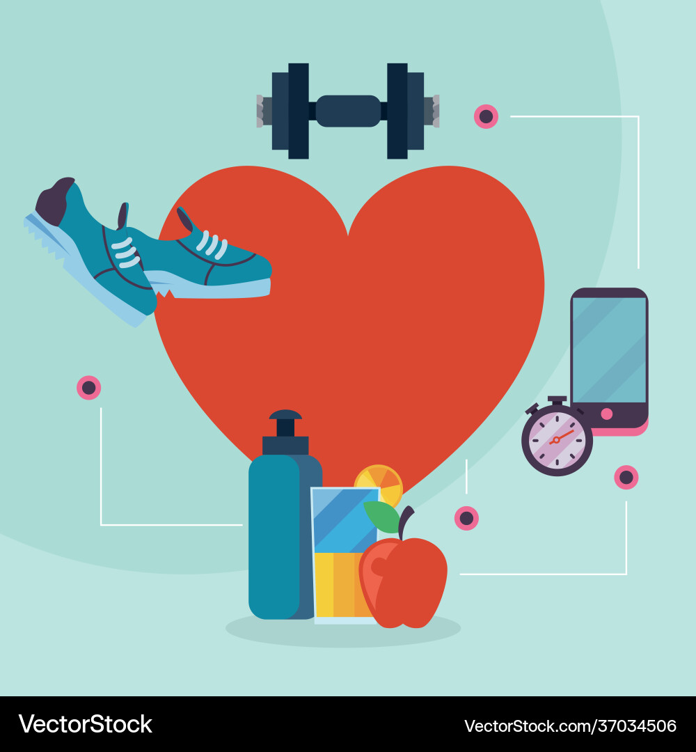 Fitness heart icons Royalty Free Vector Image - VectorStock