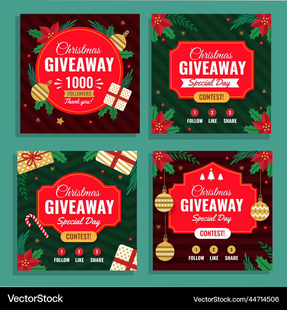 Hand drawn flat christmas giveaway banners Vector Image