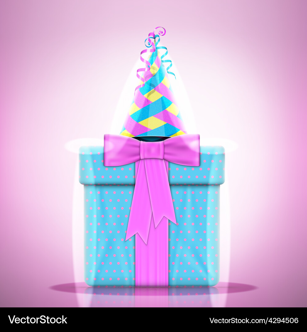 Holiday design with gift and party hat Royalty Free Vector