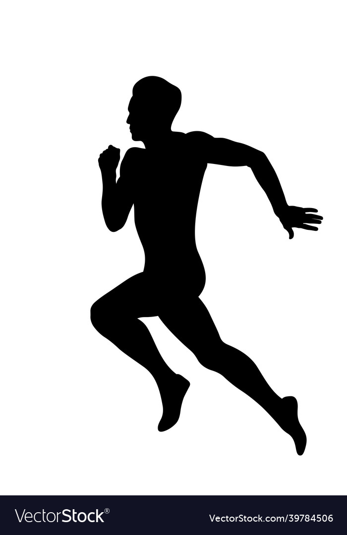 Male runner athlete running sprint black Vector Image