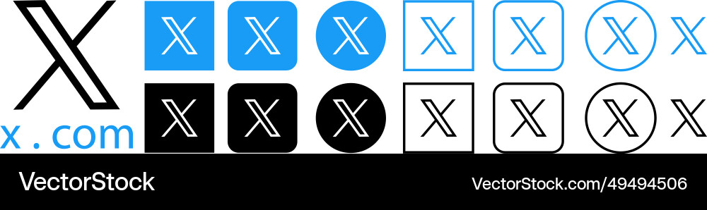 New twitter xcom icon set blue or black popular Vector Image