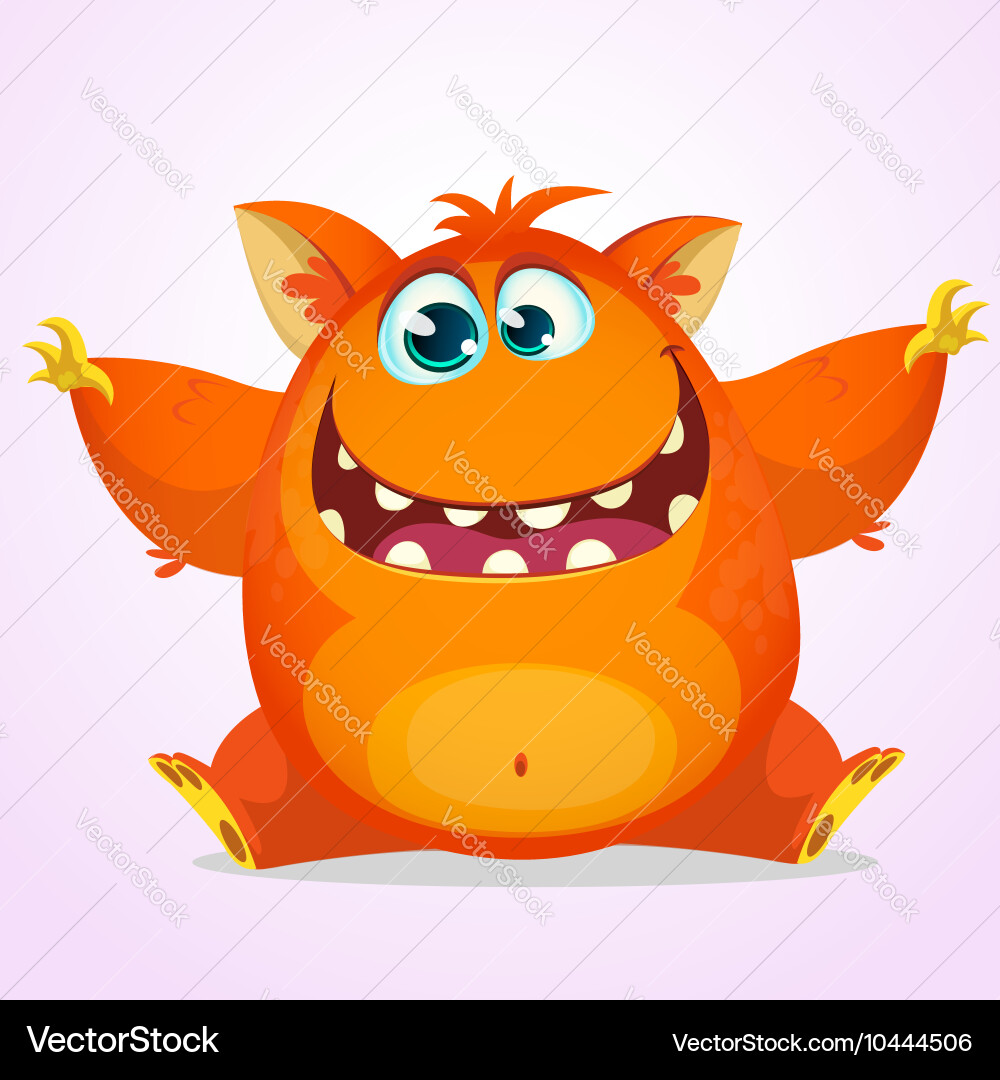 Orange fat and fluffy Halloween monster Royalty Free Vector