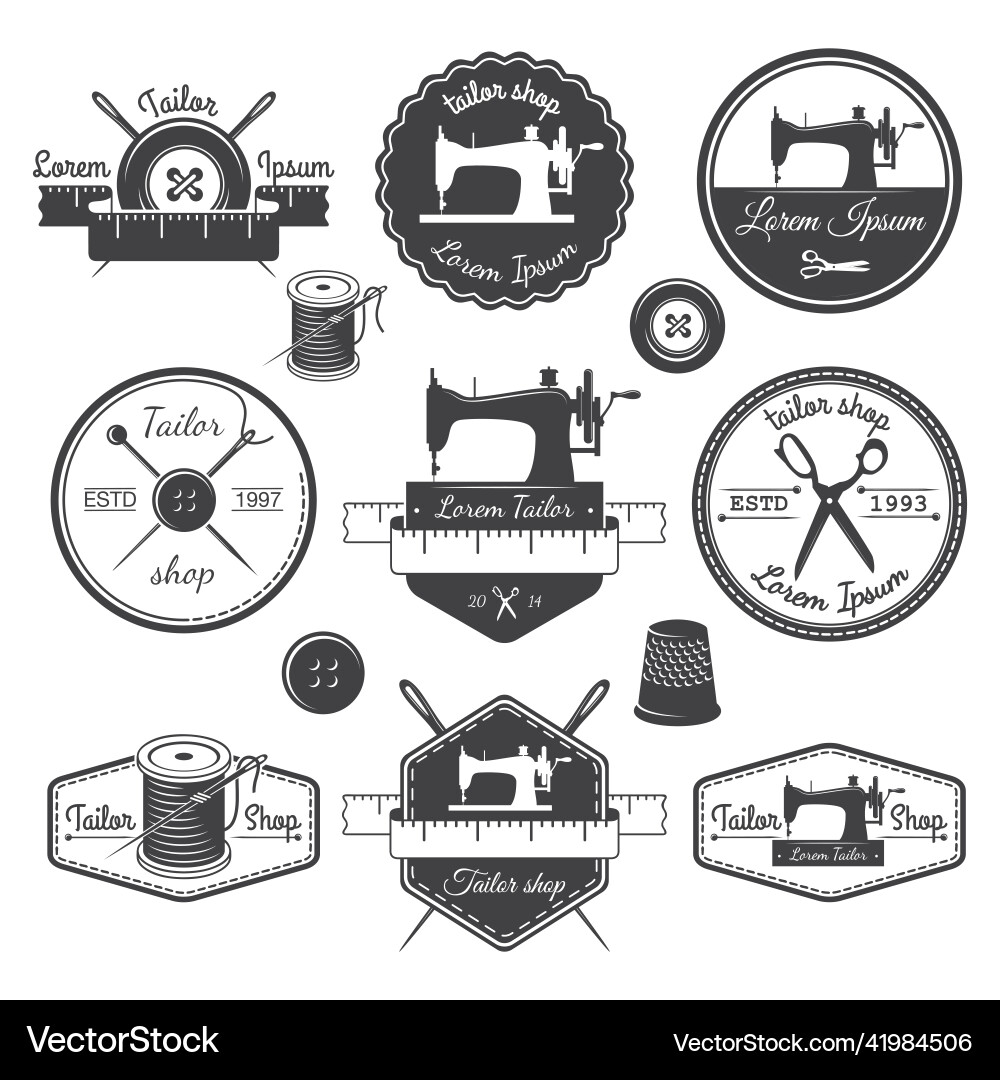 Set of vintage tailor labels emblems and designed Vector Image