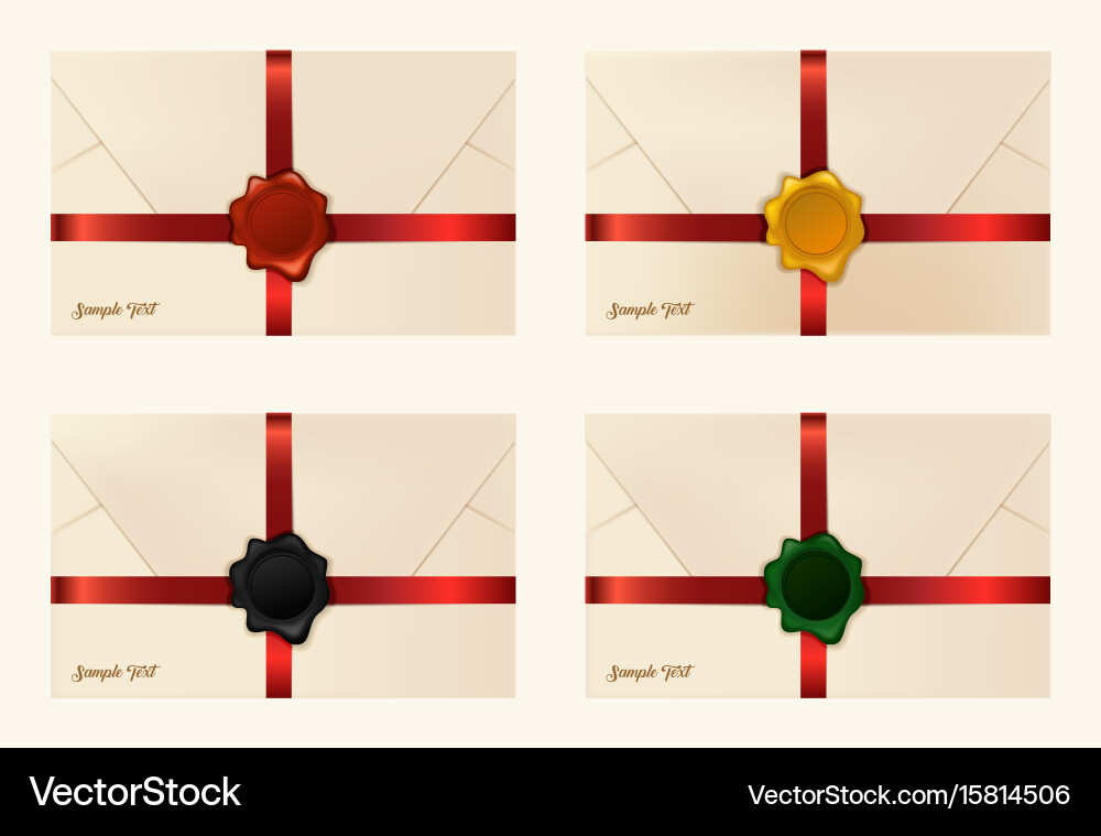 Set of wax sealed envelopes Royalty Free Vector Image