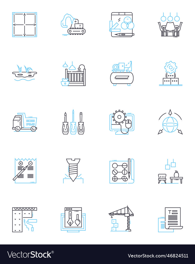 Building compnts linear icons set roofing Vector Image Building compnts linear icons set roofing Vector Image