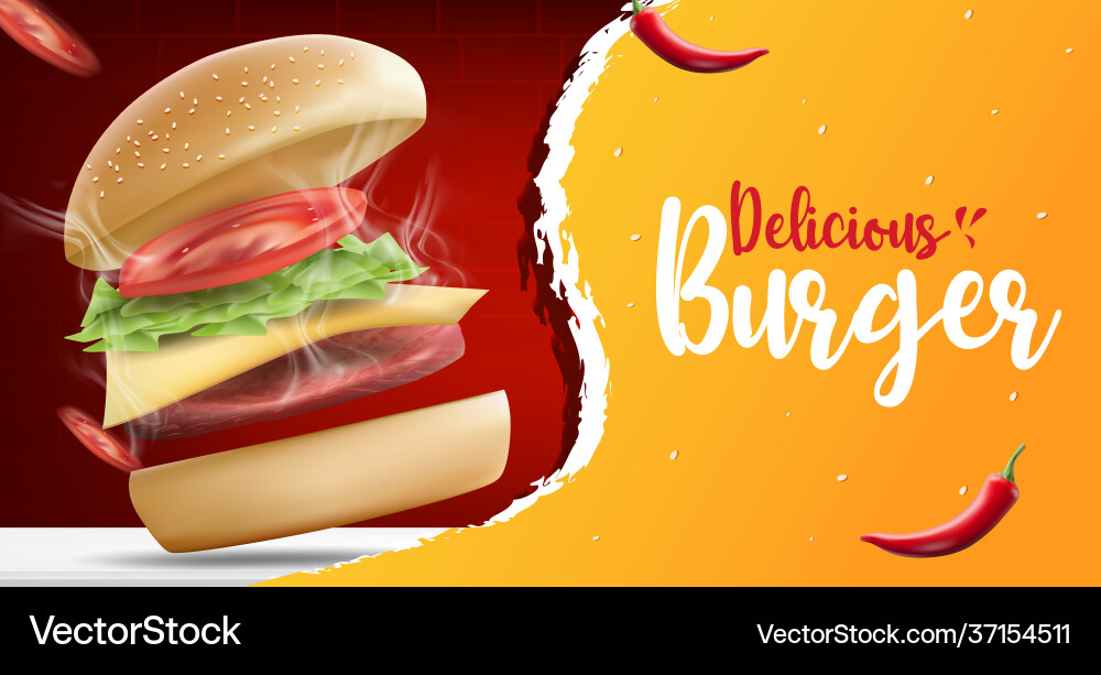 Burger or food ads banner template Royalty Free Vector Image