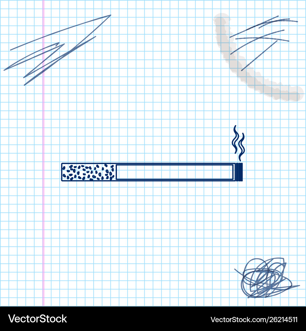 Cigarette line sketch icon isolated on white Vector Image