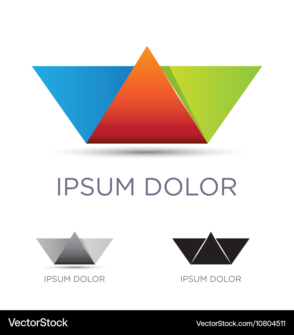 Colorful paper boat emblem Royalty Free Vector Image