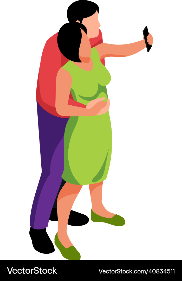 Couple selfie together composition Royalty Free Vector Image