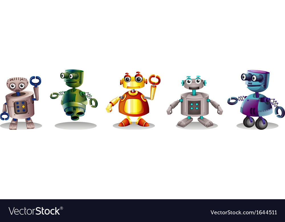 Different robot designs Royalty Free Vector Image