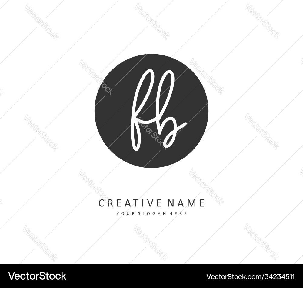 F b fb initial letter handwriting and signature Vector Image