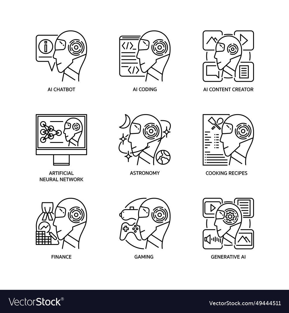 Generative ai icon set Royalty Free Vector Image Generative ai icon set Royalty Free Vector Image