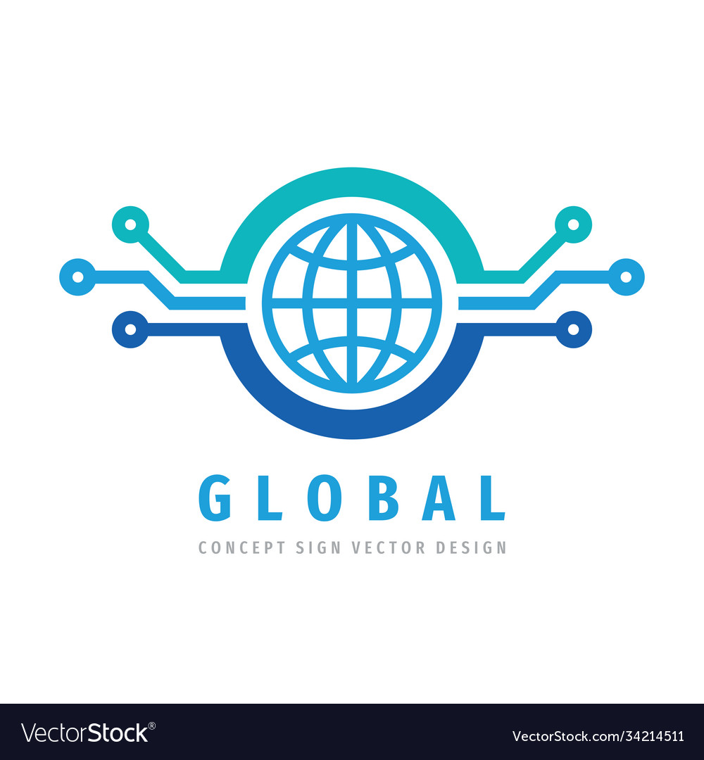 Logo design global electronic technology computer Vector Image