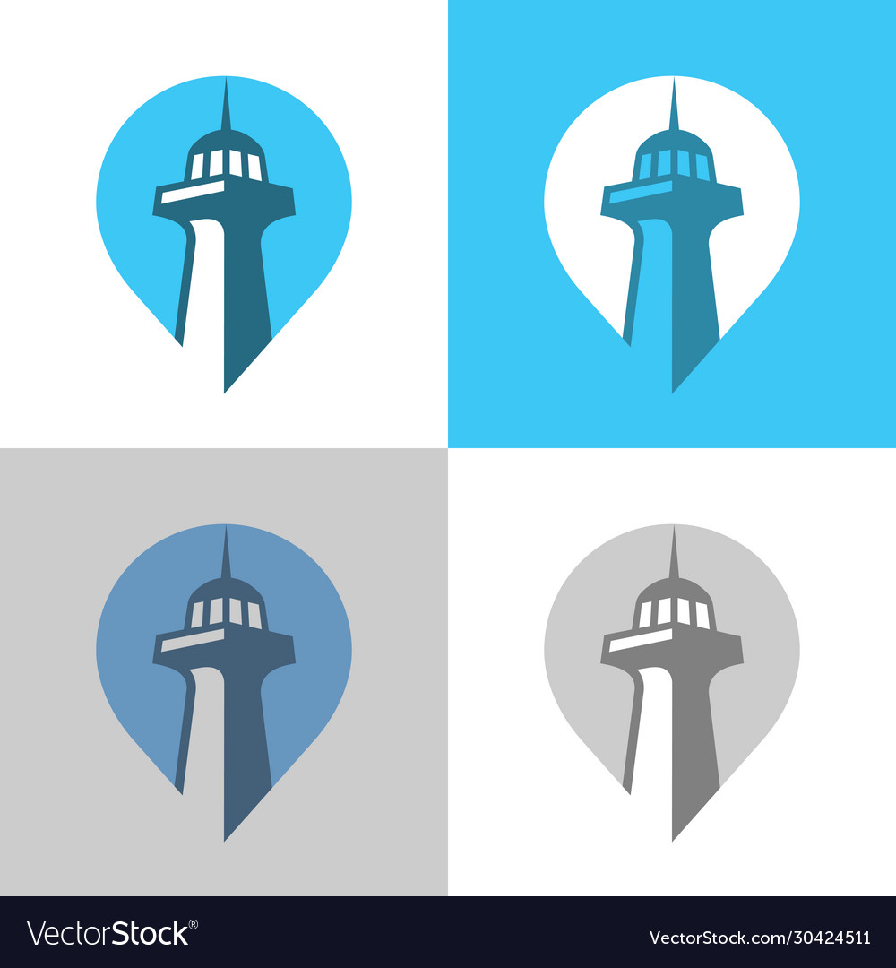 Map pointer and lighthouse logo template Vector Image