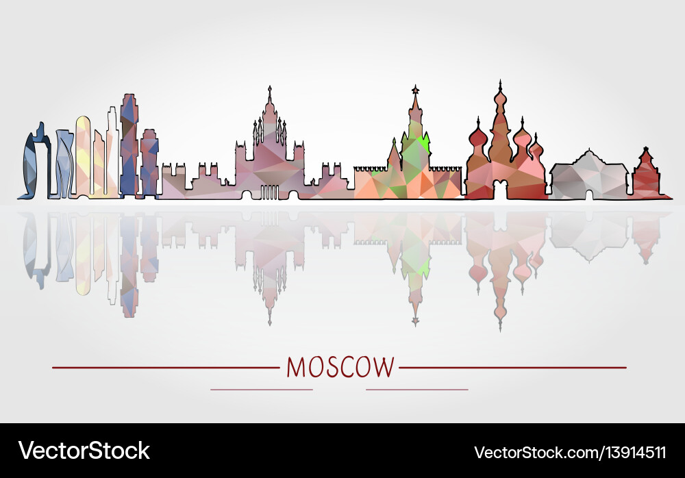 Moscow skyline detailed silhouette Royalty Free Vector Image