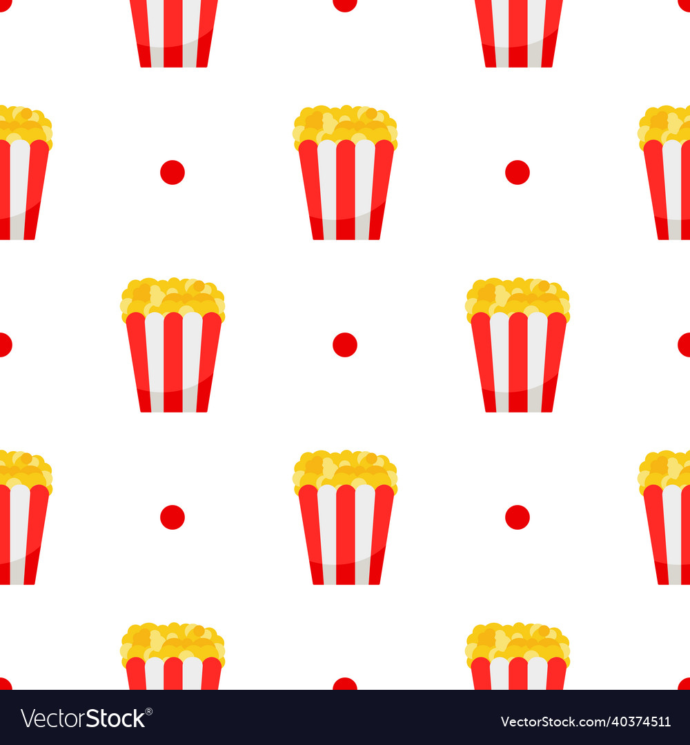 Popcorn seamless pattern with pack Royalty Free Vector Image