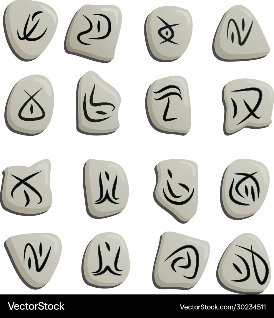 Runic stones with magical spells on white Vector Image