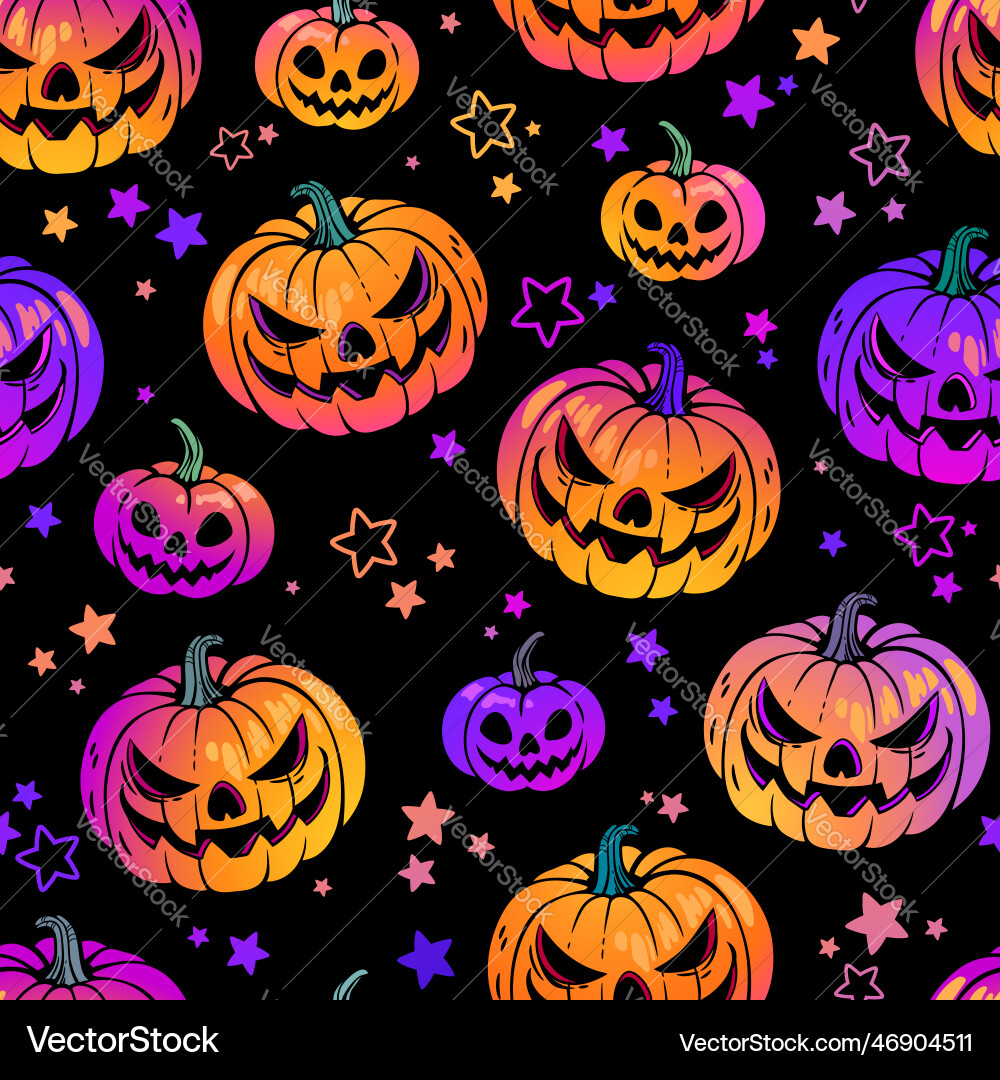 Seamless pattern of cartoon smiling halloween Vector Image