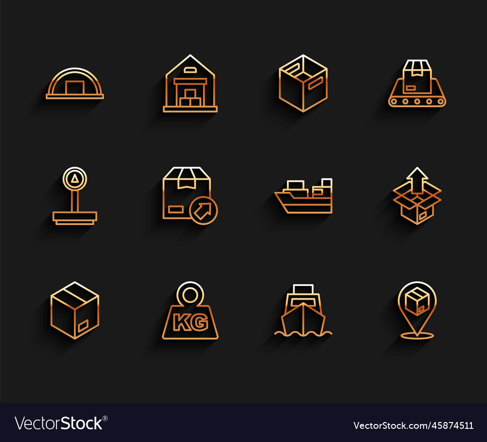 Set line carton cardboard box weight warehouse Vector Image